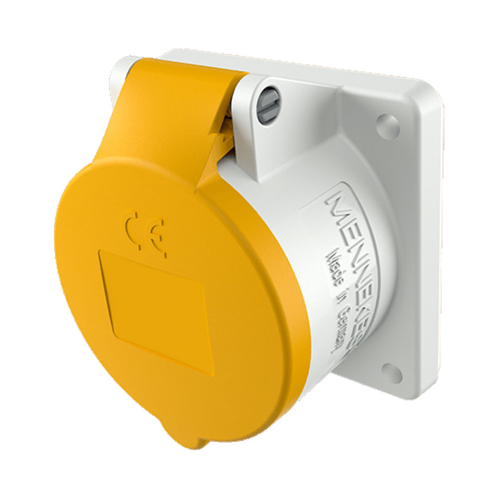 1394 | MENNEKES | Yellow 110V 32A 3pin Panel Socket | 32A Panel Socket ...