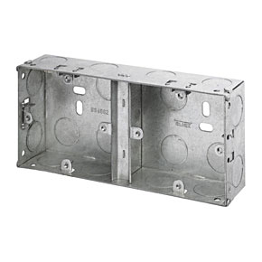 7690G | 35mm 2 Gang Dual Steel Socket Box | Galvanised | Superlec Direct