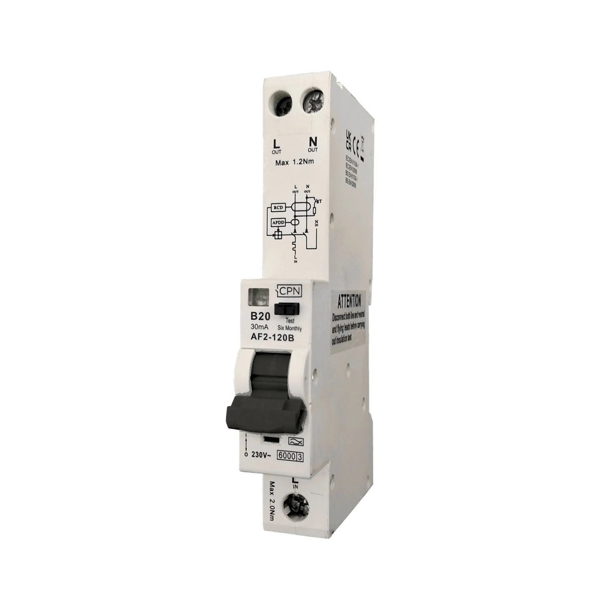 CPN | Cudis | AFD2-106B | 1 Pole & switched neutral, 6A B Curve, 30mA AFDD-RCBO | Superlec Direct