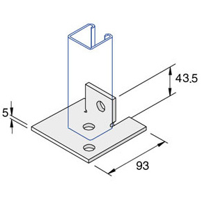 CF37 | Base Plate 1 Hole | HDG | Channel Bracket | Superlec Direct