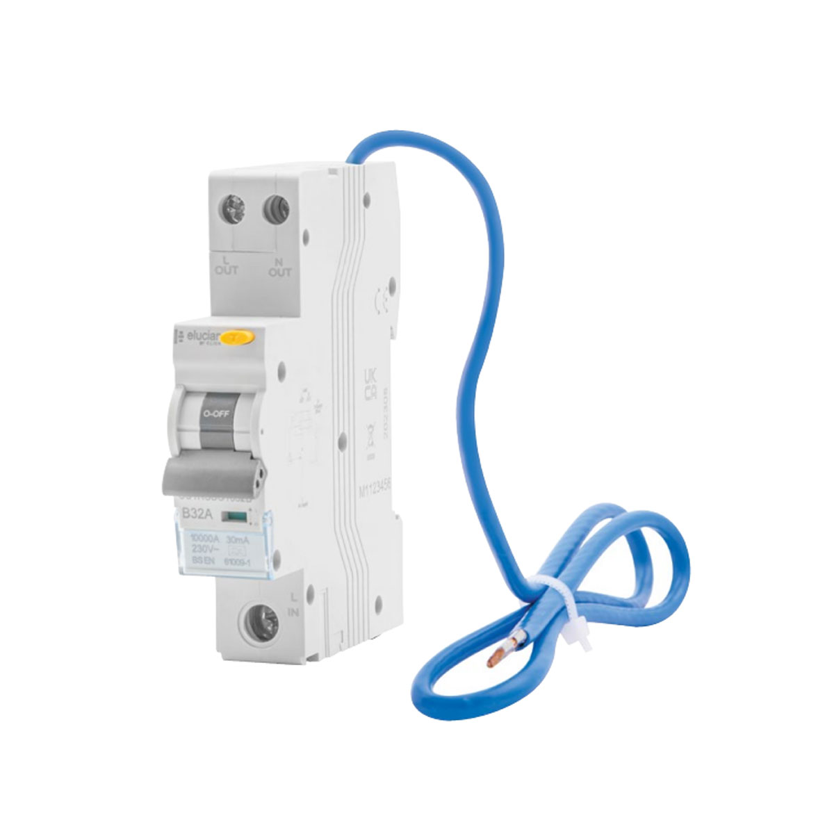 Click | Elucian | CU1RCBO32C10 | 32A 1 Pole + N Type A RCBO 10Ka C Curve 30Ma | Superlec Direct