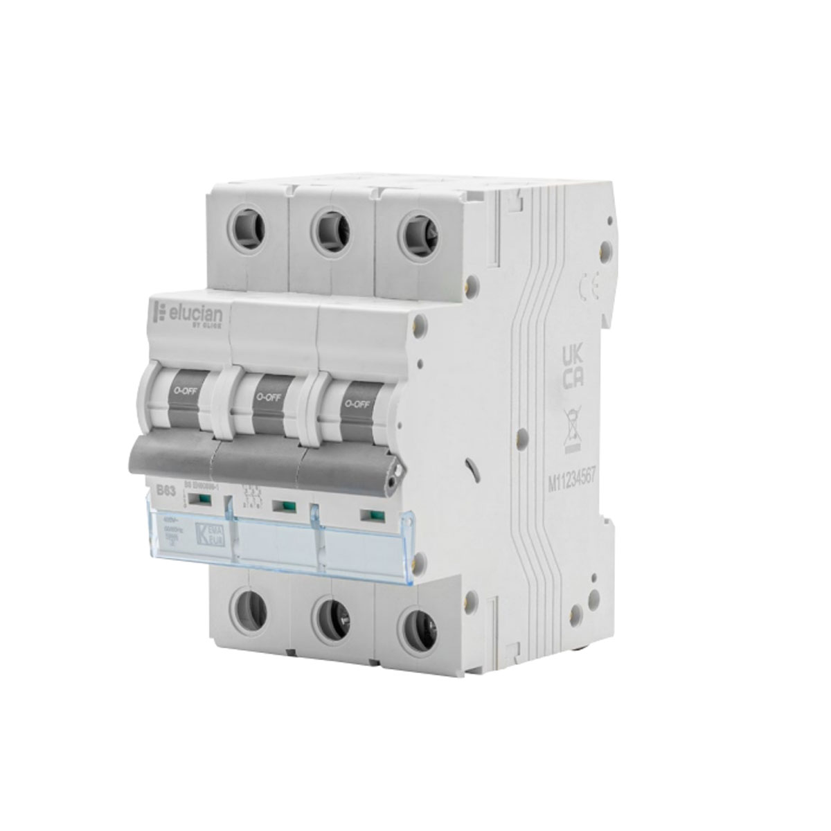 Click | Elucian | CU3MCB63B10 | 63A 3 Pole 10kA B Curve MCB | Superlec Direct