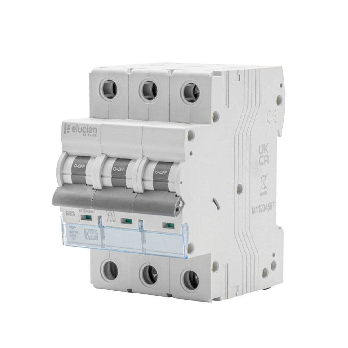Click | Elucian | CU3MCB63C10 | 63A 3 Pole 10kA C Curve MCB | Superlec Direct