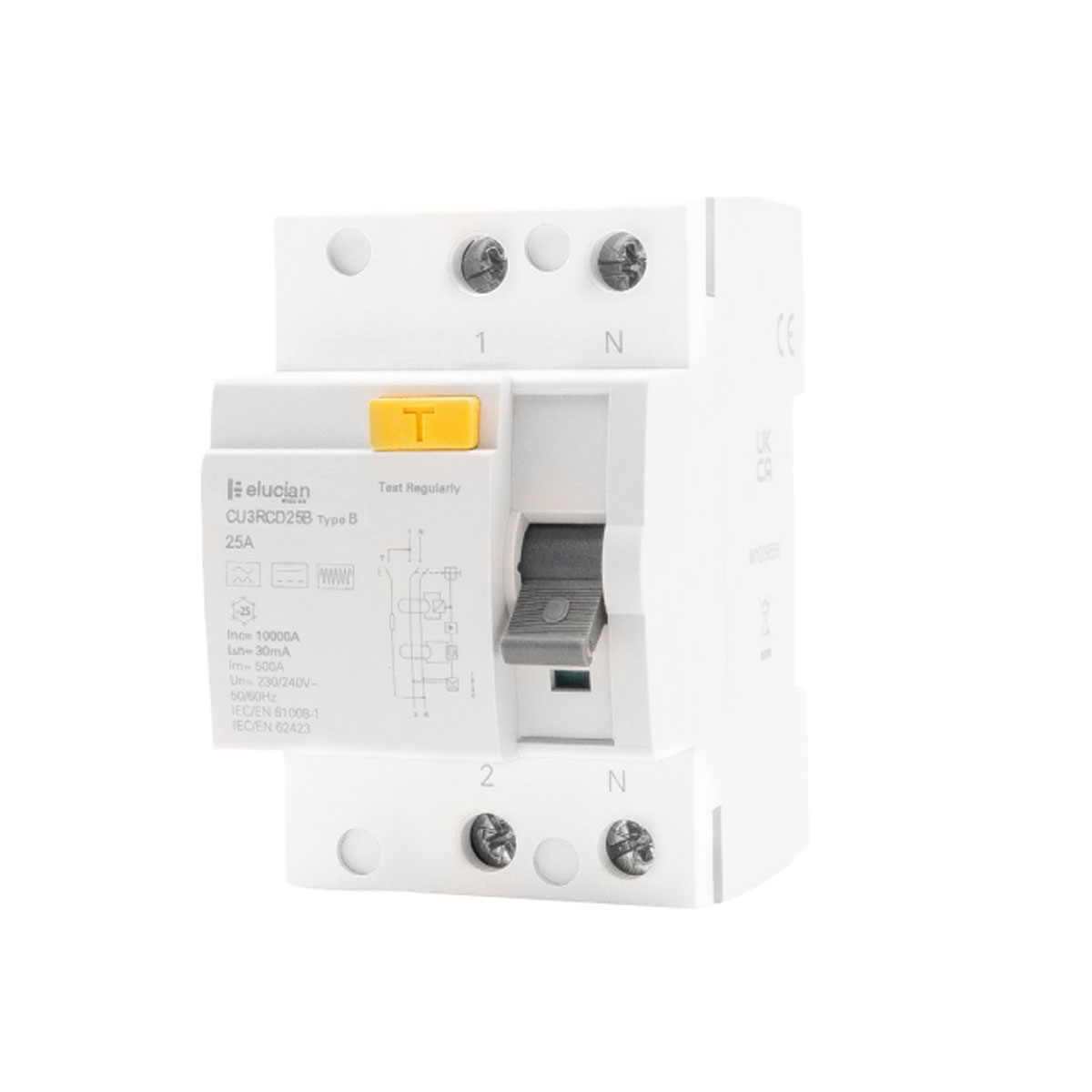 Click Elucian CU3RCD25B 2 Pole 25A 30MA Type B Bi-Direction RCCB ...