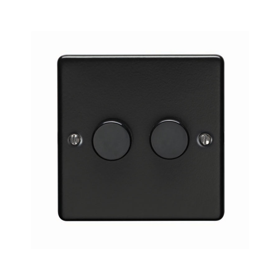 EN2DLEDMBB | Eurolite | 2 Gang 400W/LED 2Way Dimmer Switch | Matt Black ...