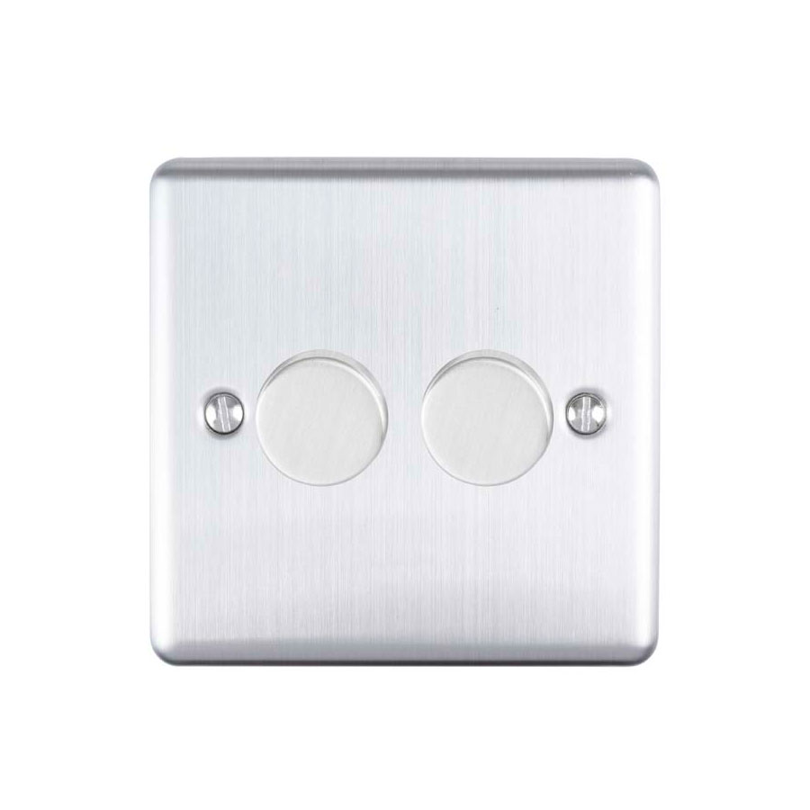 EN2DLEDSS | Eurolite | 2 Gang 400W/LED 2Way Dimmer Switch | Satin ...