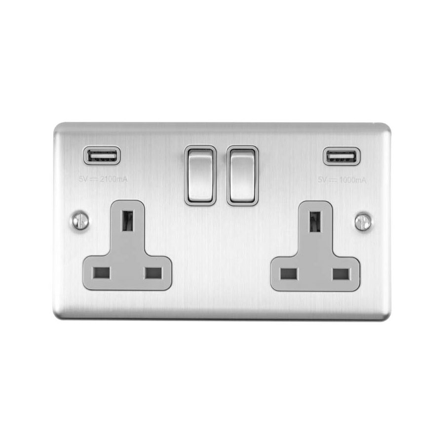EN2USBSSG | Eurolite | 2 Gang 13A Switched Socket with 3.1A USBs ... EN2USBSSG | Eurolite | 2 Gang 13A Switched Socket with 3.1A USBs ...