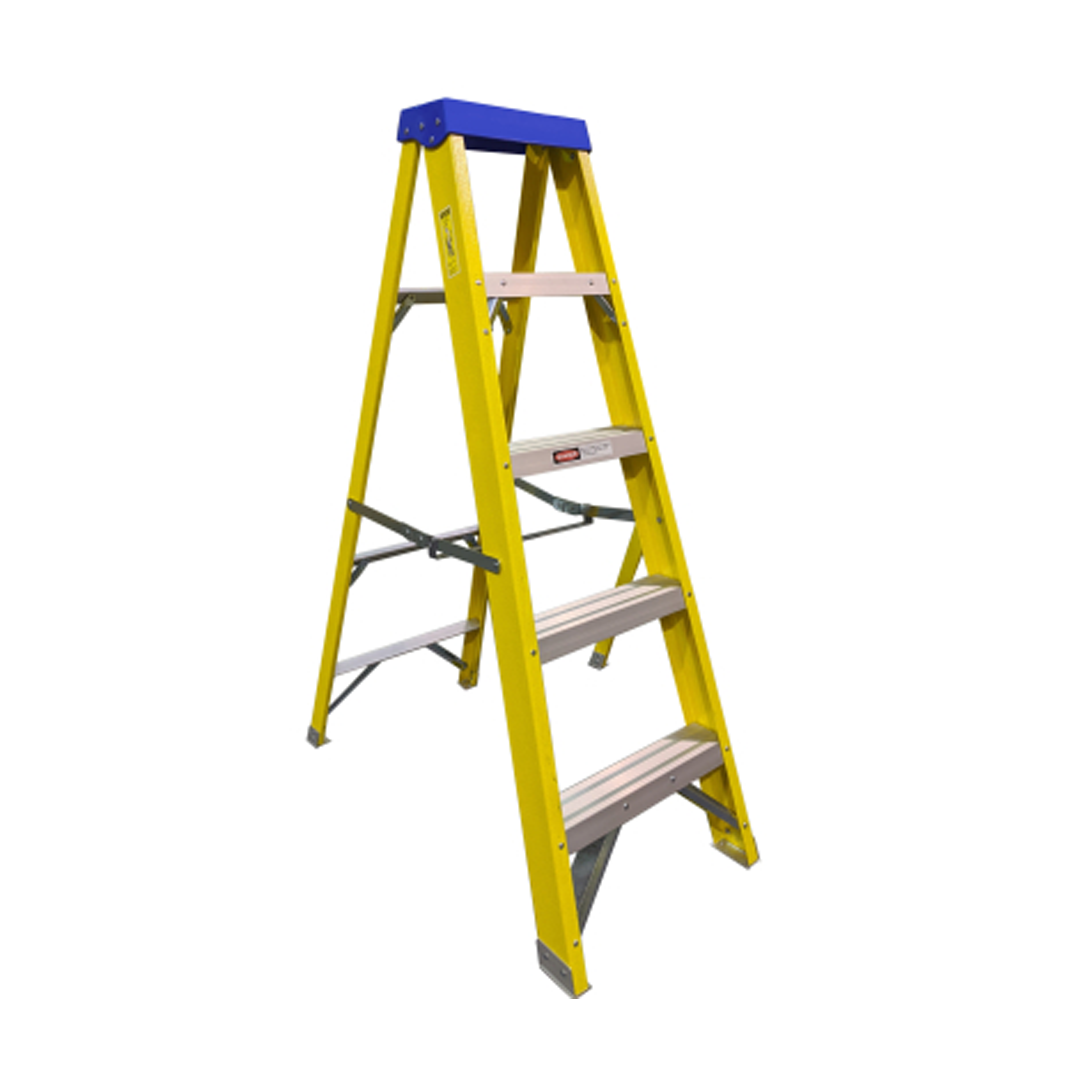 FLS5 | Greenbook | Yellow Fibreglass Non-Slip 5-Step Ladder | Max Load ...