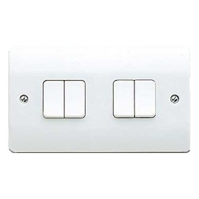 K4874WHI | MK | 10amp Four gang 2 Way Plate switch | White 2-way 4 gang ...