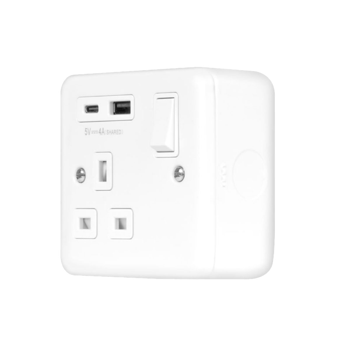 Click Scolmore Mcp585pw 13a 1 Gang Switched Socket Outlet With Type A And C Usb 4a Outlets