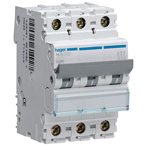 NCN320A | HAGER | Triple Pole MCB - 20AMP | Type C MCB | Electrical Modules | 20 amp MCB ...