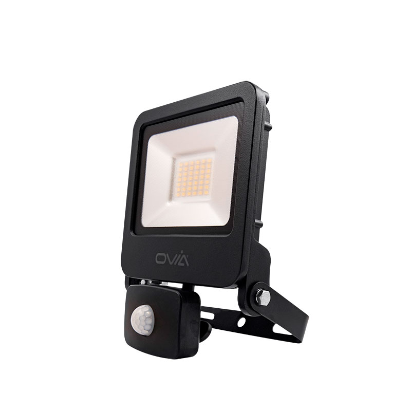 OV10130BKCWPIR | Ovia | Pathfinder 30W LED Floodlight IP65 4K Black ...