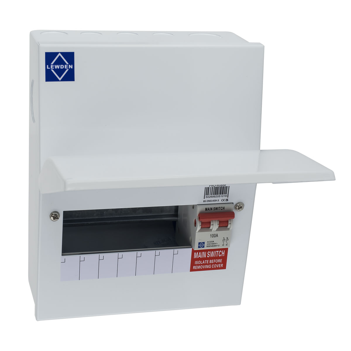 PRO-MX08M | Lewden | 100A 8 way Modular Metal Mainswitch Enclosure ...