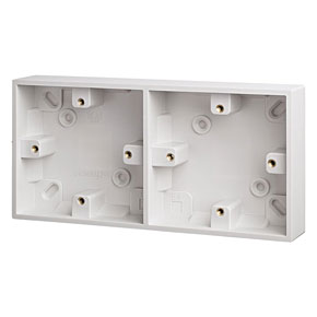 PRW089 | SCOLMORE | White 2 gang 29mm Pattress Box with Earth | Back ...