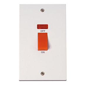 PRW203 | SCOLMORE | White 45amp 2 gang Double Pole Cooker Switch with ...