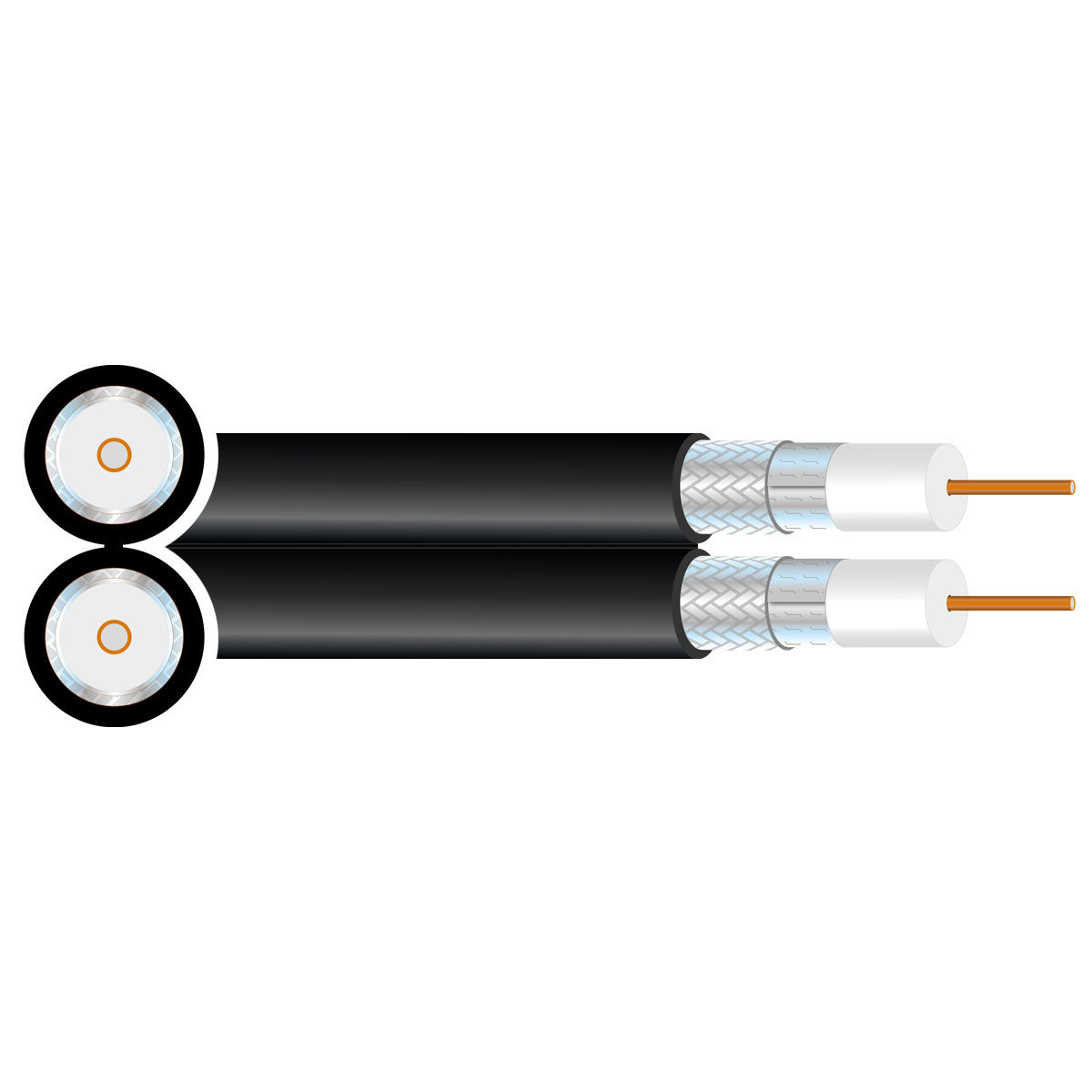 RG6BKTWINR100 | Twin Coaxial Cable | Foam Filled | Black | 100m Reel ...