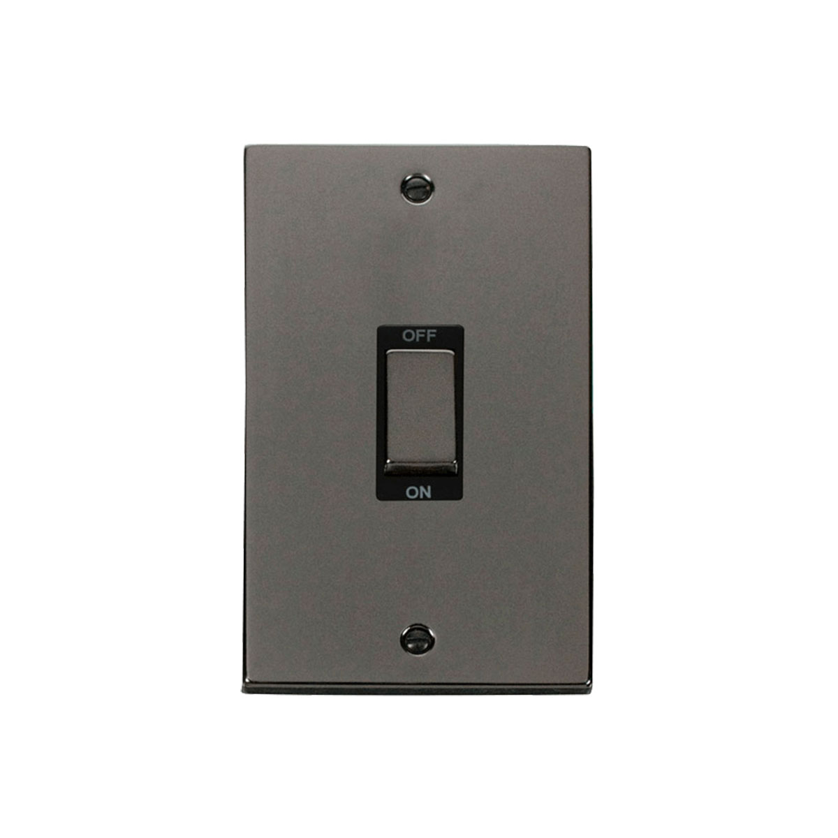 Scolmore | VPBN502BK | 45A Ingot 2 Gang Double Pole Plate Switch Vertical Black Nickel ...