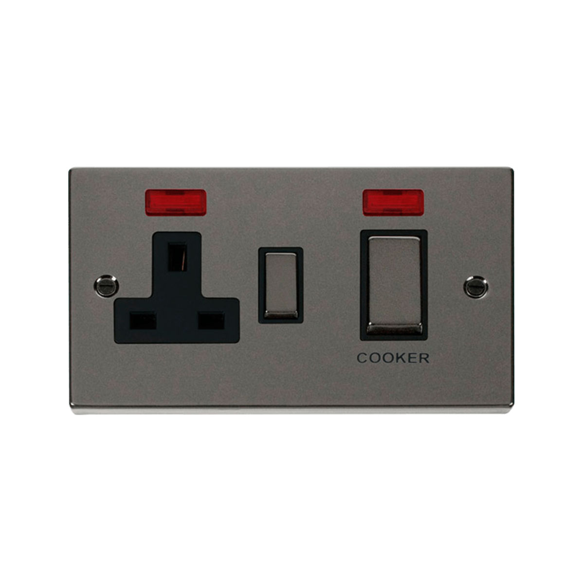 Scolmore | VPBN505BK | 45A Ingot 2 Gang Double Pole Switch With 13A Double Pole Switched Socket ...
