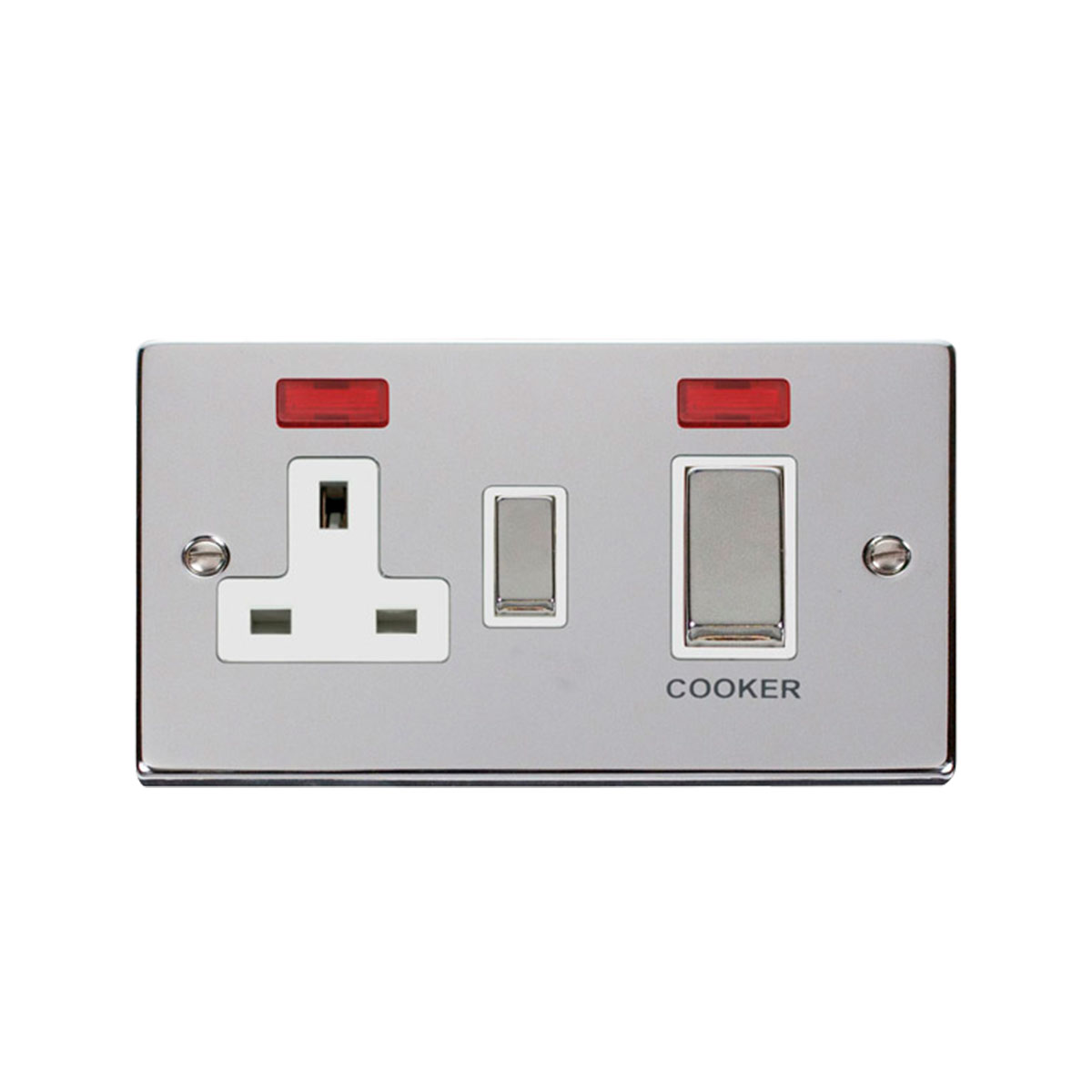 VPCH505WH | Scolmore | 45A Ingot 2 Gang Double Pole Switch With 13A ...