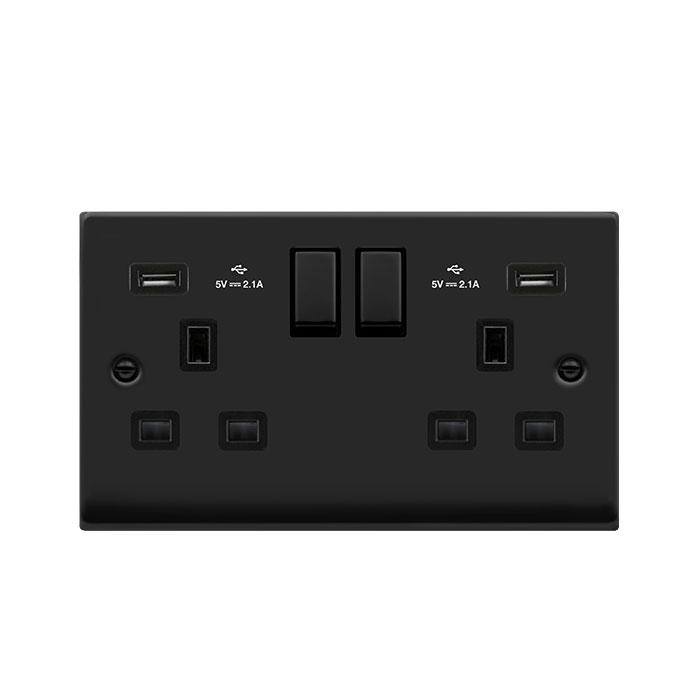 Vpmb580bk Scolmore 13a Ingot 2 Gang Switched Socket Outlet With