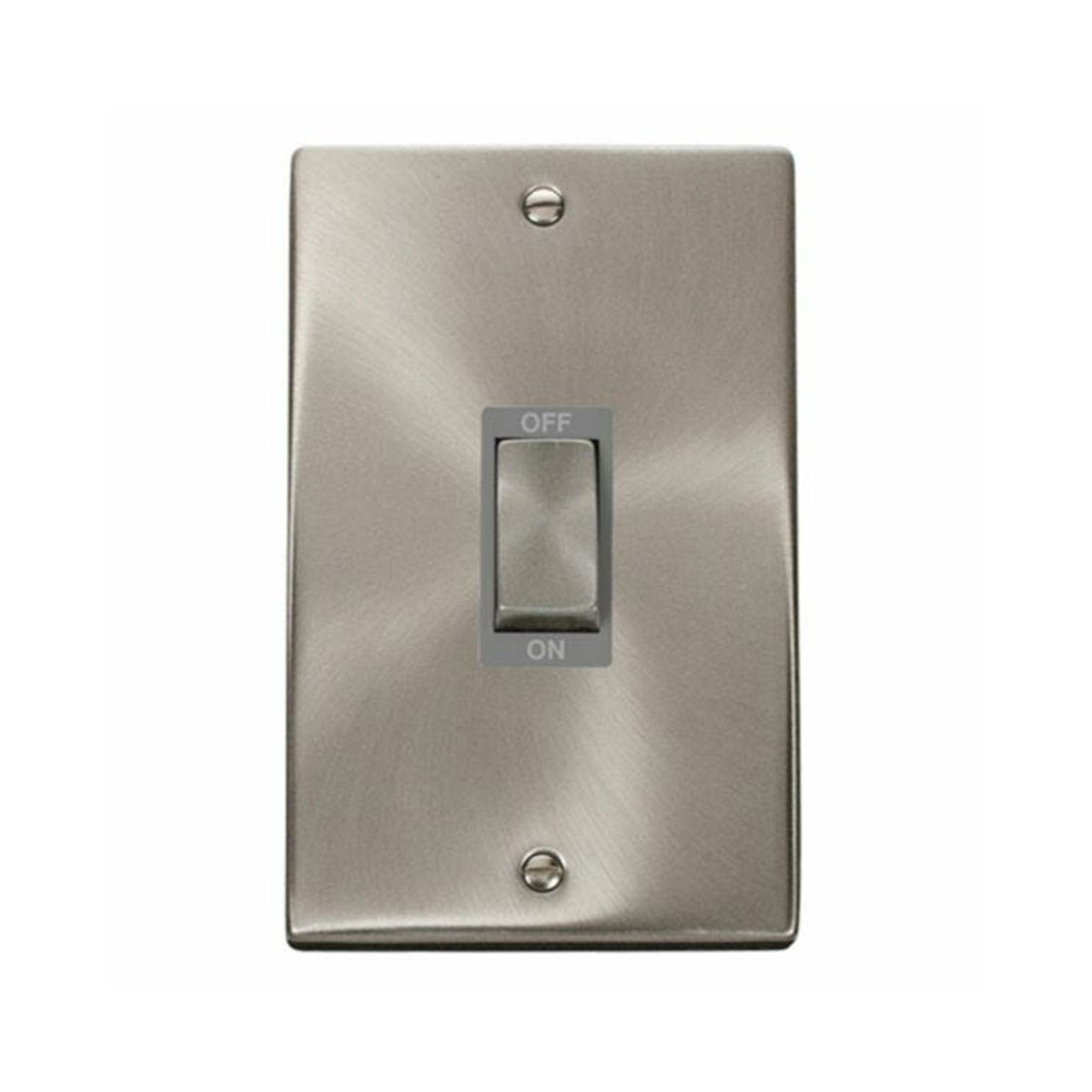 Click | VPSC502GY | Deco Satin Chrome Ingot 2 Gang Single Plate 45A 2 ...