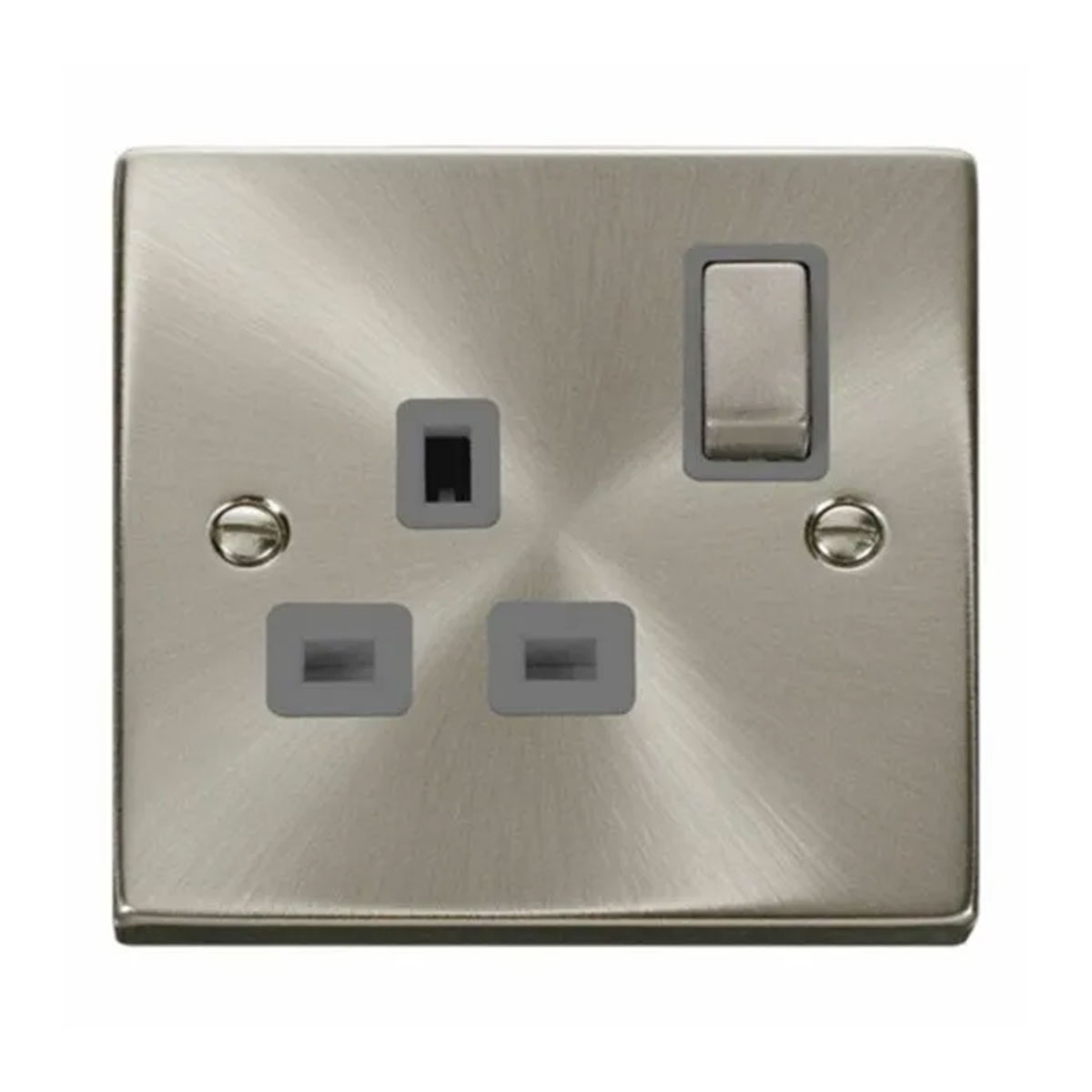 Click | VPSC535GY | Deco Satin Chrome Ingot 1 Gang 13A 2 Pole Switched Single Socket | Superlec ...