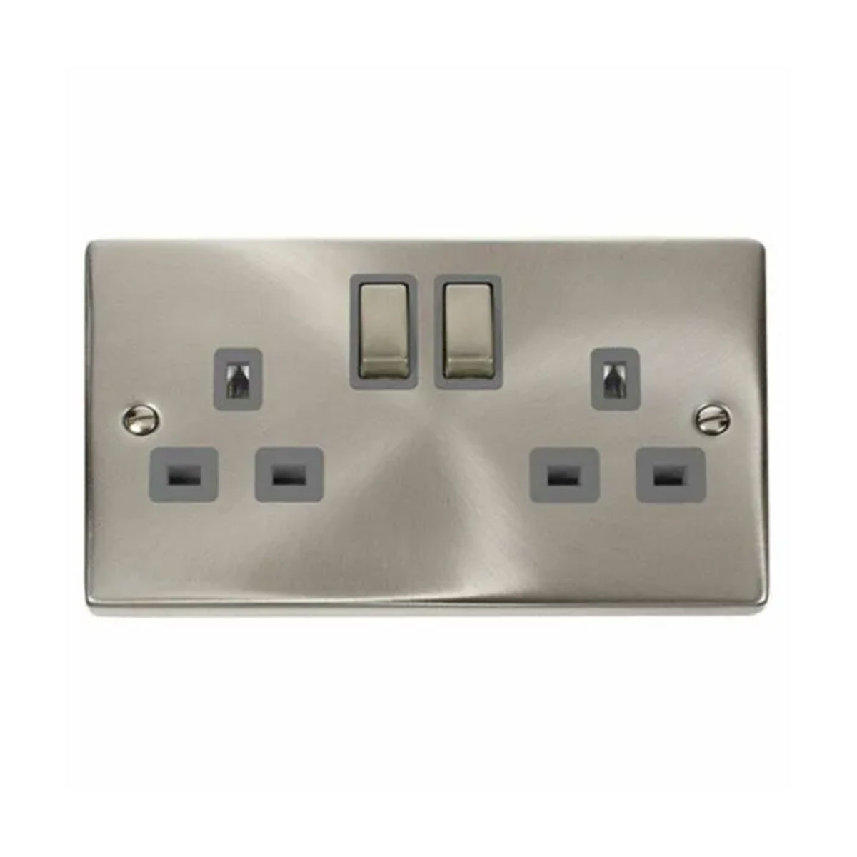 Click | VPSC536GY | Deco Satin Chrome Ingot 2 Gang 13A 2 Pole Switched ...
